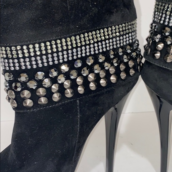 Nancy Li | Shoes | Nancy Li Rhinestone Black Suede Heel | Poshmark